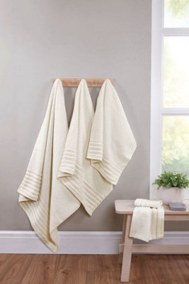 Linear Bath Towel Pure Cotton Ivory Cream
