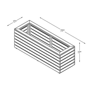 Linear Long Wooden Garden Planter 1.2m x 0.4m