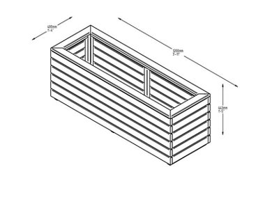 Linear Long Wooden Garden Planter 1.2m x 0.4m