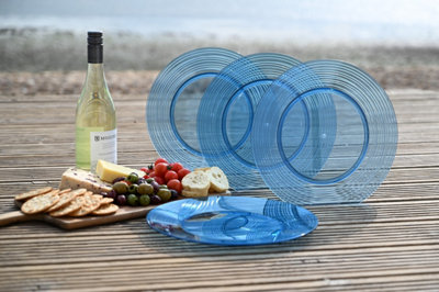 Linear Plastic Plates Blue Set of 4 at B&Q