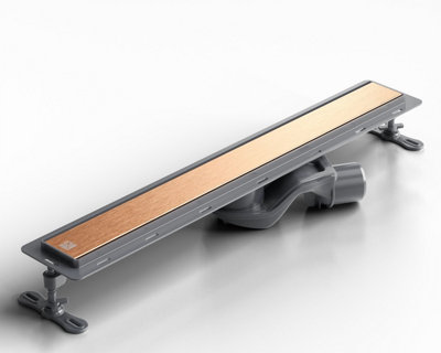 Linear shower drain channel B in Copper Brushed stainless steel