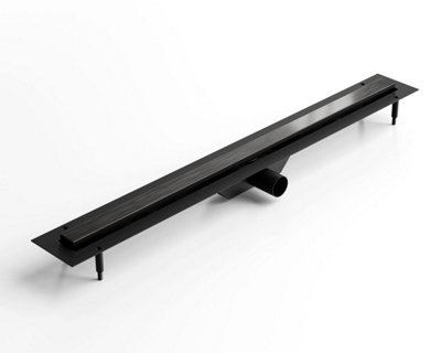 Linear shower drain channel in Black Polished stainless steel