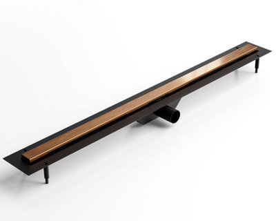 Linear shower drain channel in Copper Brushed stainless steel