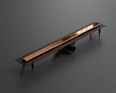 Linear shower drain channel in Copper Polished stainless steel