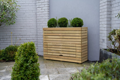 Linear Tall Wooden Garden Planter with Storage 1.2m