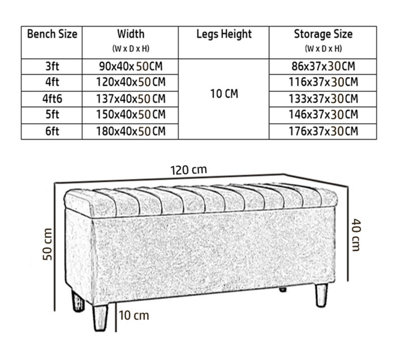 Lined 120cm Ottoman Storage box with Legs -Teal Plush Velvet Ottoman ...