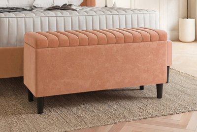 Lined 150cm Ottoman Storage box with Legs -Mink Plush Velvet Ottoman ...