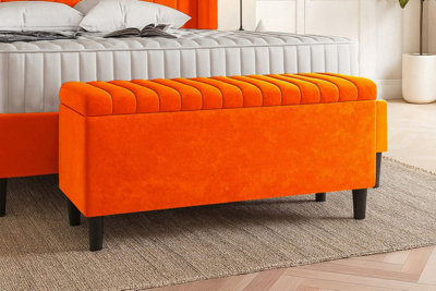 Buy Lined 180cm Ottoman Storage box with Legs -Burnt Orange Plush ...
