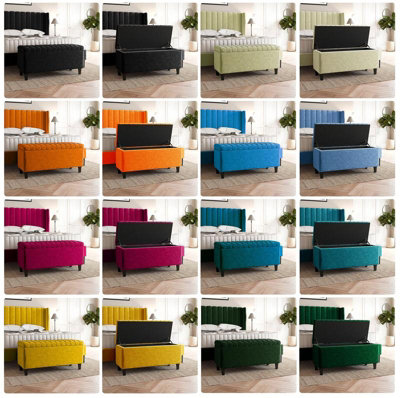 Buy Lined 180cm Ottoman Storage box with Legs -Emerald Green Plush ...