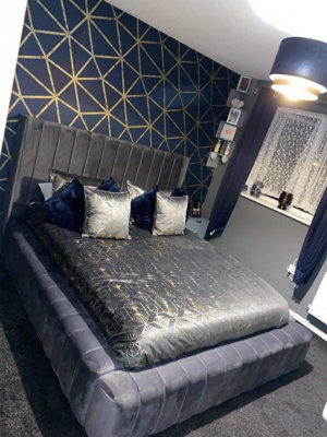 Lined Ambassador Platform Wing Back Bed Optional Gas Lift Storage ...