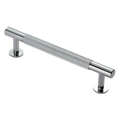 Lined Bar Door Pull Handle - 158mm x 13mm - 128mm Centres - Polished ...