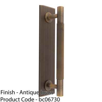 Lined Reeded Drawer Pull Handle & Matching Backplate - Antique Brass ...