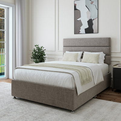 Linen Linoso Non Storage Platform top Divan Base, with Milan headboard ...