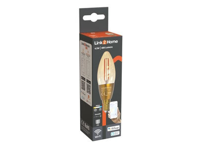 Link2Home L2HFE145W Wi-Fi LED SES (E14) Candle Filament Dimmable Bulb ...