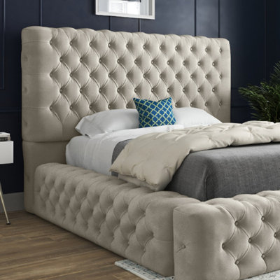 Linlithgow Pleated Upholstery Beige Designer Bed Frame