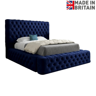 Linlithgow Pleated Upholstery Blue Designer Bed Frame