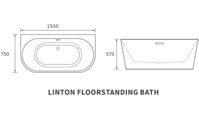 Linton Freestanding 1500mm x 750mm Back to Wall Bath