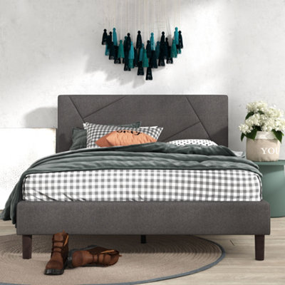 Linus Dark Grey Upholstered Kingsize Bed Frame | DIY at B&Q