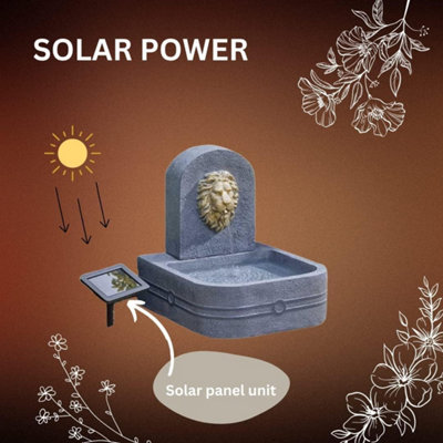 Lion Head Fountain Modern Rock Fall Water Fountain - Solar Powered ...