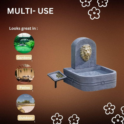 Lion Head Fountain Modern Rock Fall Water Fountain - Solar Powered ...