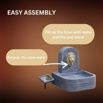 Lion Head Fountain Modern Rock Fall Water Fountain - Solar Powered ...