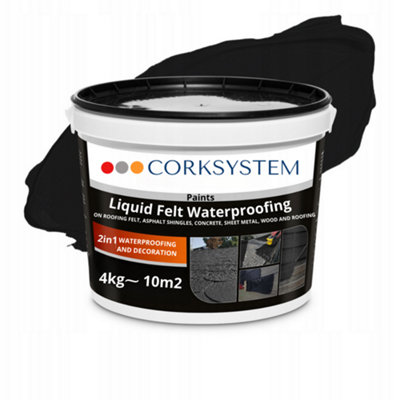 Liquid Roof Felt Waterproofing Membrane - Black - 4kg - Best Quality