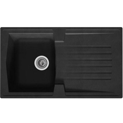 Liquida AR10BL 1.0 Bowl Composite Reversible Black Kitchen Sink With ...
