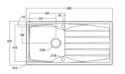 Liquida CMP10WH 1.0 Bowl White Kitchen Sink With KPO11CH Chrome Pull ...