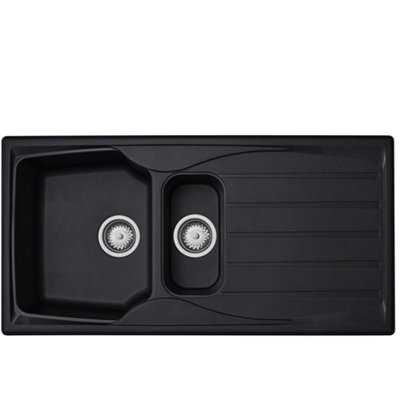 Liquida CMP15BL 1.5 Bowl Reversible Black Kitchen Sink And Pull Out ...