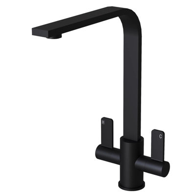 Liquida CMP5BL 1.0 Bowl Black Kitchen Sink With EB403MB Black Flat ...