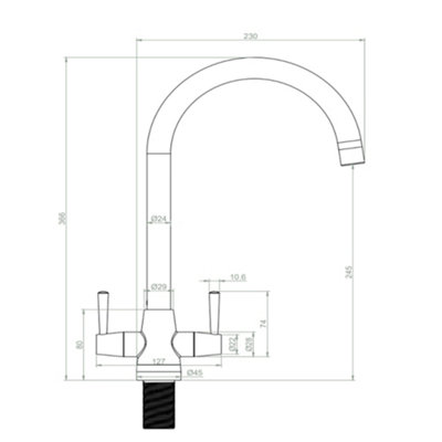 Liquida CMP5BL 1.0 Bowl Black Kitchen Sink With LU408MB Black Dual ...