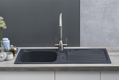 Liquida CMP5GR 1.0 Bowl Reversible Graphite Grey Kitchen Sink With ...