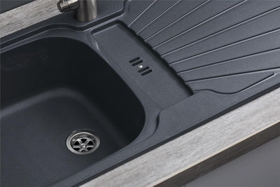 Liquida CMP5GR 1.0 Bowl Reversible Graphite Grey Kitchen Sink With ...
