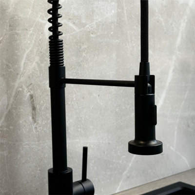 Liquida CT592MB Spring Style Black Kitchen Mixer Tap With Pull Out ...