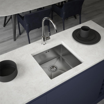 Liquida EL440BS 1.0 Bowl Brushed Steel Undermount Kitchen Sink 440 x 440mm