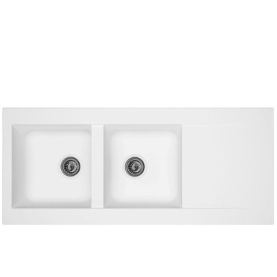 Liquida EW20WH 2.0 Bowl Composite Inset Reversible White Kitchen Sink ...