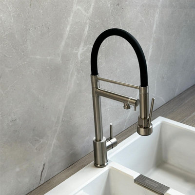 Liquida GD385BS Single Lever Multi Use Pull Out Brushed Steel Kitchen ...