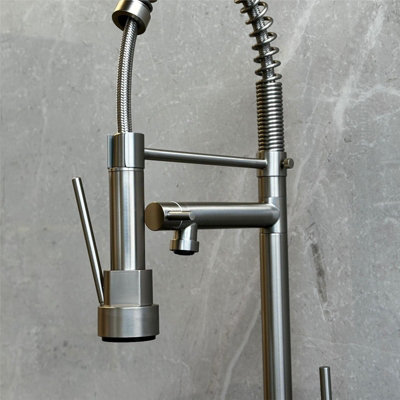 Liquida GR265BS Brushed Steel Kitchen Tap With Swivel Spout ...