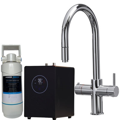 Liquida HT35CH Chrome 3-in-1 Boiling Water Kitchen Tap Pull Out Spray