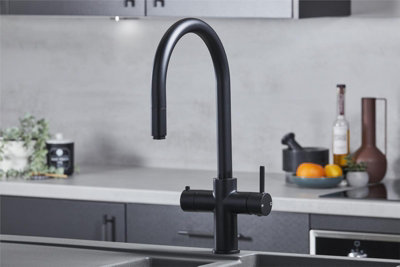 Liquida HT35MB 3-in-1 Pull Out Spray Black Instant Boiling Water ...