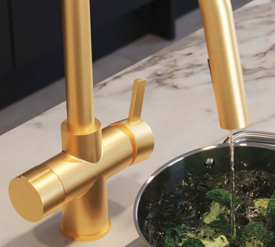 LIQUIDA HT45BG 4 IN 1 GOLD PULL OUT SPRAY INSTANT BOILING WATER KITCHEN TAP