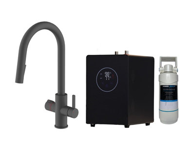 Liquida HT45MB 4 In 1 Black Pull out Spray Instant Boiling Water ...