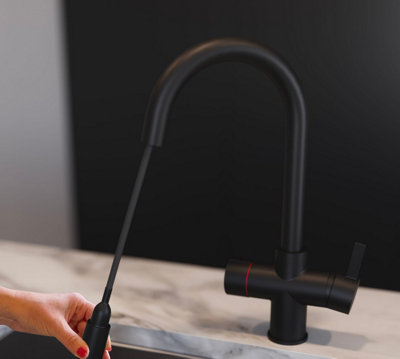 Liquida HT45MB 4 In 1 Black Pull out Spray Instant Boiling Water ...