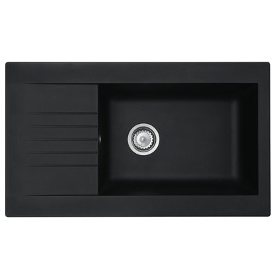 Liquida KAV860BL 1.0 Bowl BIO Composite Reversible Black Kitchen Sink ...
