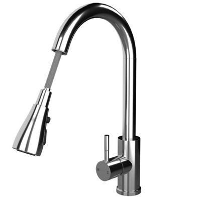 Liquida KPO11CH Chrome Single Lever Kitchen Mixer Tap With Pull Out Spray