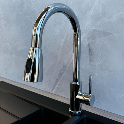 Liquida KPO11CH Chrome Single Lever Kitchen Mixer Tap With Pull Out Spray