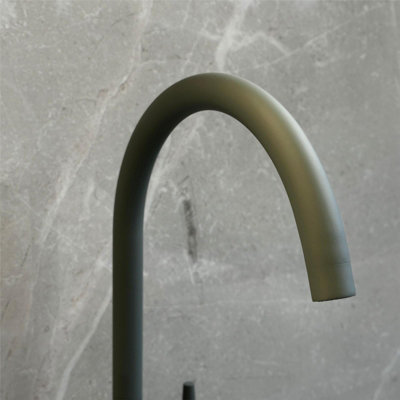 Liquida LB01GM Swan Neck Twin Lever Brushed Steel & Gun Metal Kitchen ...