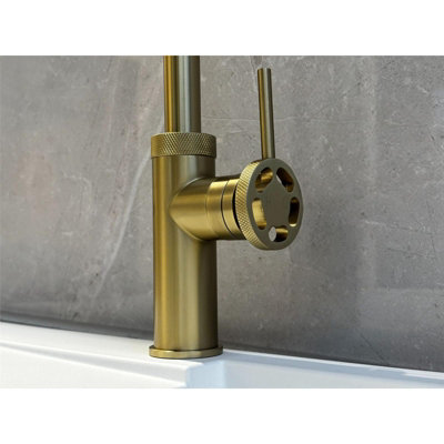 Liquida LB419BR Industrial Style Single Lever Brushed Brass Kitchen ...