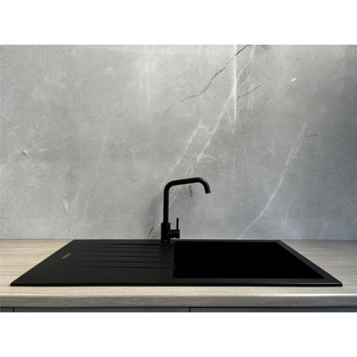 Liquida LG100BL 1.0 Bowl Granite Reversible Inset Black Kitchen Sink ...