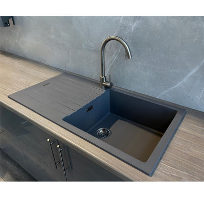 Liquida LG100GR 1.0 Bowl Granite Reversible Inset Grey Kitchen Sink ...